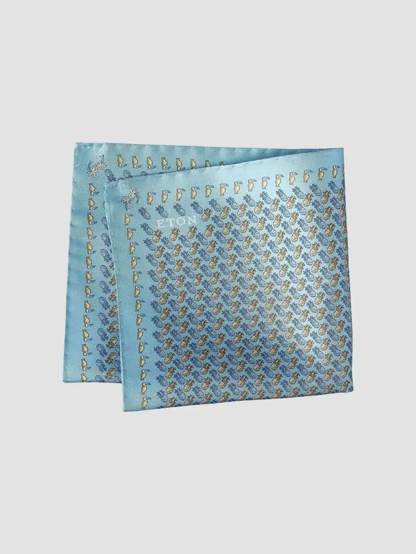 Eton Pineapple Print Silk Twill Pocket Square