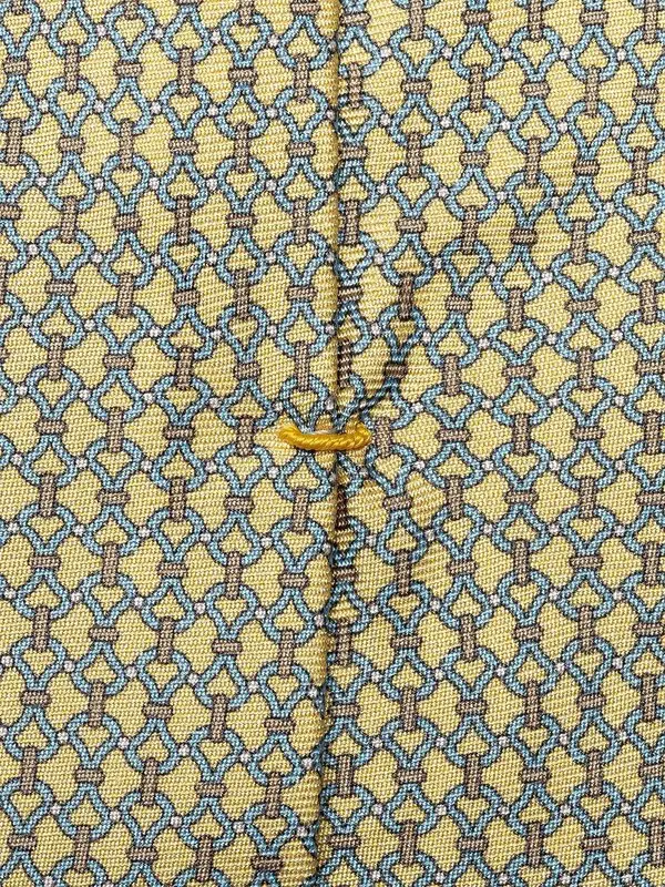 Eton Interlocking Chain Silk-linen Tie - Yellow
