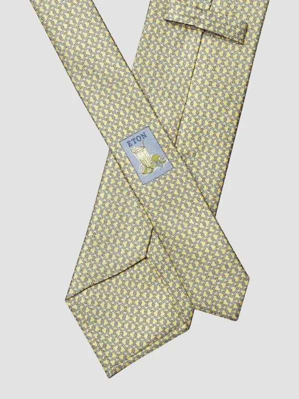 Eton Interlocking Chain Silk-linen Tie - Yellow