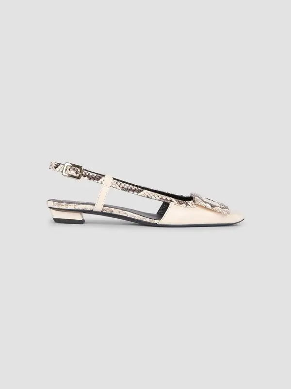 ROGER VIVIER Snakeskin-embossed Trim Leather Slingback Pumps