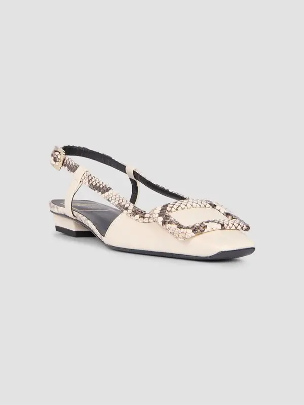 ROGER VIVIER Snakeskin-embossed Trim Leather Slingback Pumps