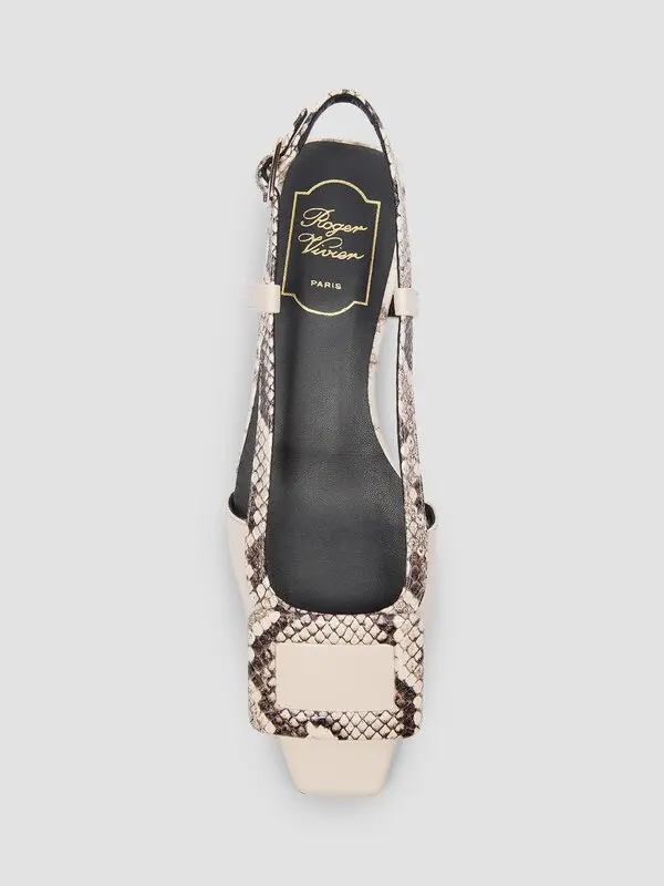 ROGER VIVIER Snakeskin-embossed Trim Leather Slingback Pumps