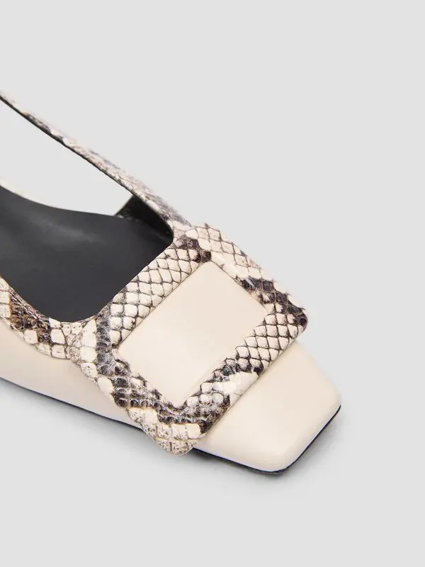 ROGER VIVIER Snakeskin-embossed Trim Leather Slingback Pumps