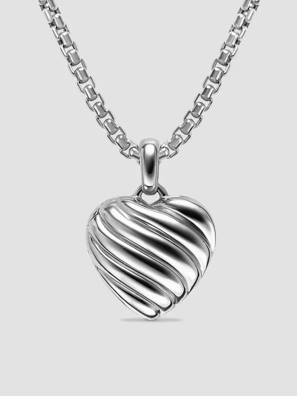 David Yurman Sculpted Cable Heart Locket In Sterling 23mm - Silver