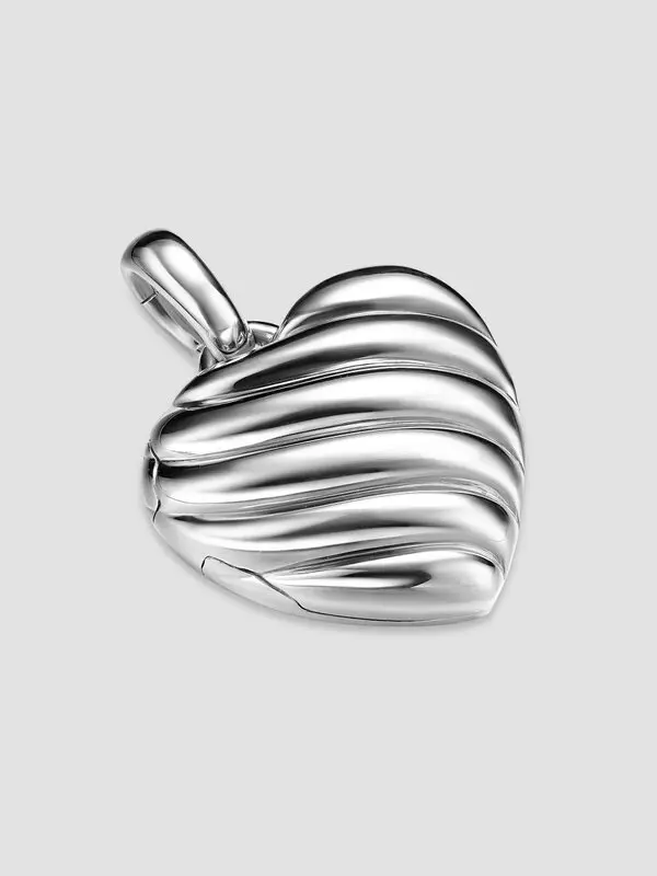 David Yurman Sculpted Cable Heart Locket In Sterling 23mm