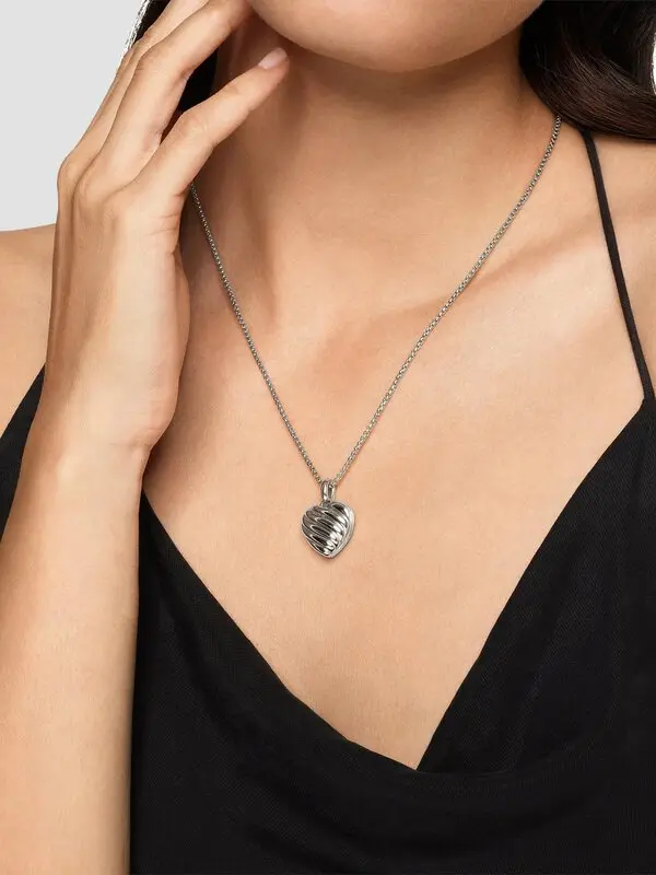 David Yurman Sculpted Cable Heart Locket In Sterling 23mm