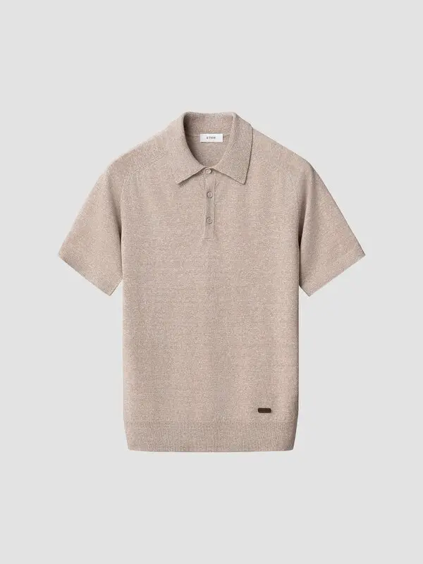 Eton Linen-cotton Fine Knit Polo Shirt - Beige