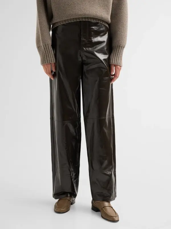RÓHE Bruun Lacquer Leather Baggy Trousers