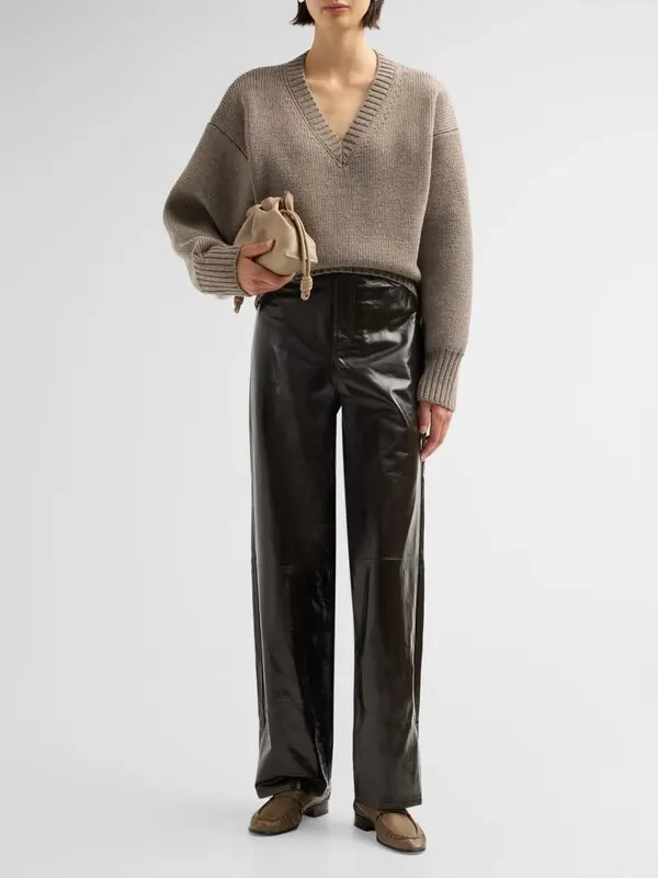 RÓHE Bruun Lacquer Leather Baggy Trousers