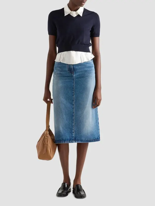Prada Flared Denim Skirt