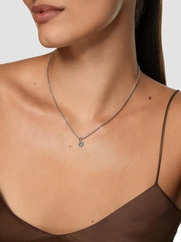 David Yurman Petite Compass Heart Amulet In Sterling With Diamond, 7.4mm