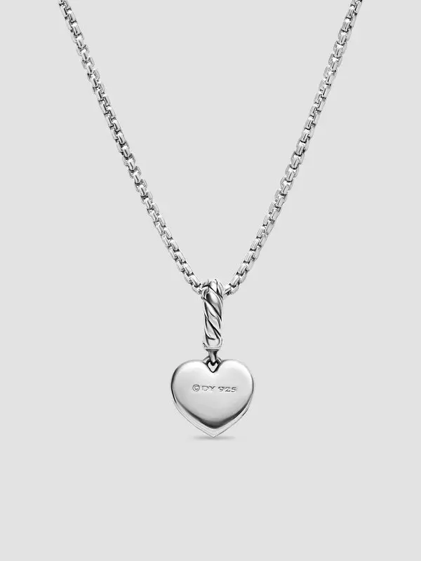 David Yurman Petite Compass Heart Amulet In Sterling With Diamond, 7.4mm