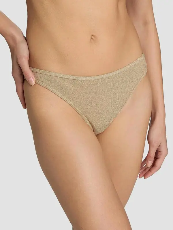 Ramy Brook Isla Metallic Bikini Bottom - Gold