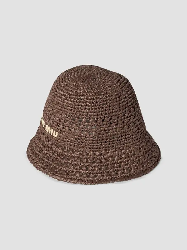 Miu Miu Woven Fabric Hat - Brown