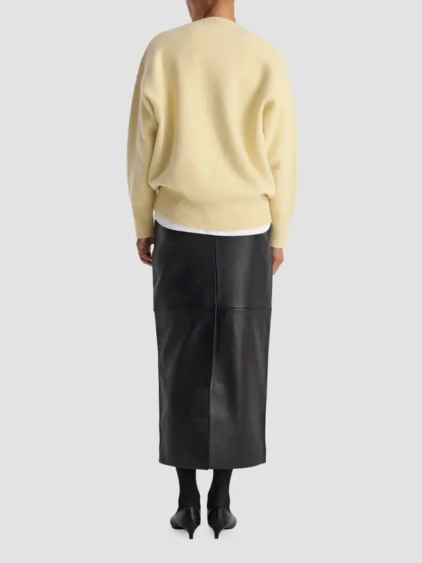 RÓHE Leather Pencil Midi Skirt