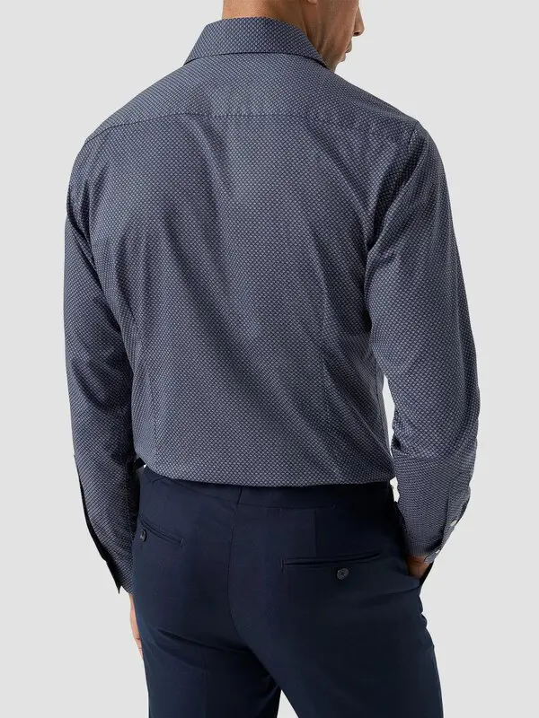 Eton Geometric Print Contemporary-fit Cotton Twill Shirt
