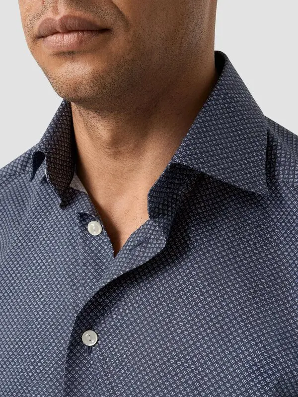 Eton Geometric Print Contemporary-fit Cotton Twill Shirt