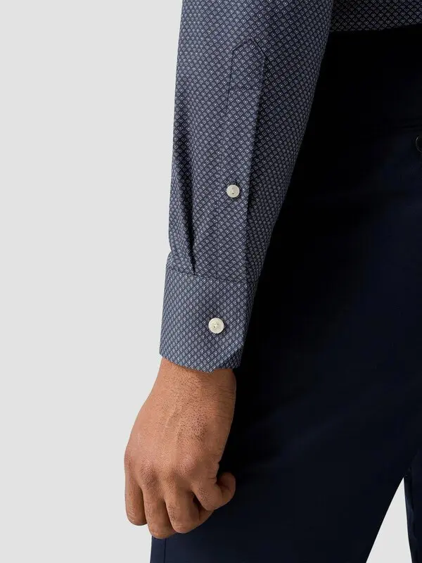 Eton Geometric Print Contemporary-fit Cotton Twill Shirt