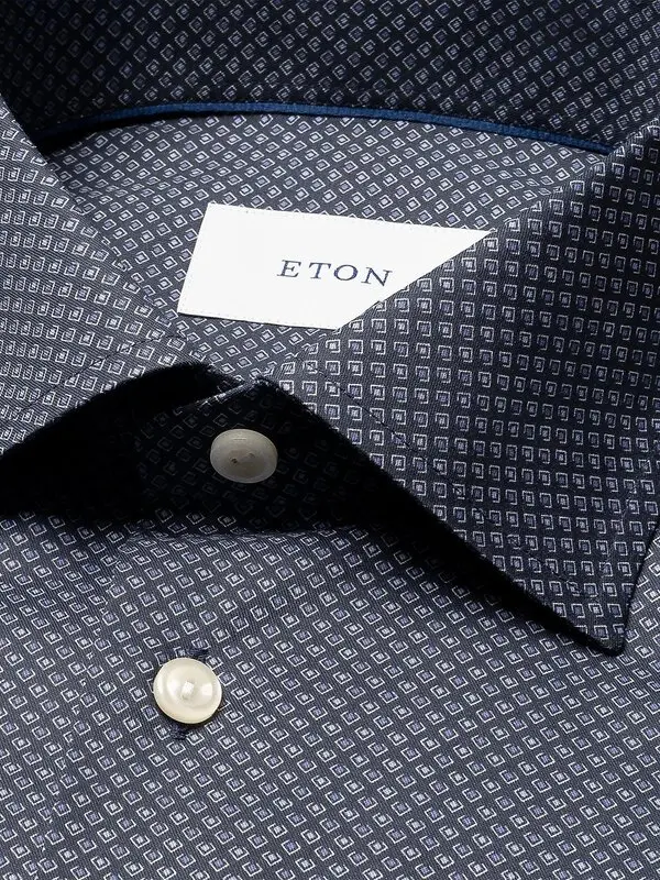 Eton Geometric Print Contemporary-fit Cotton Twill Shirt