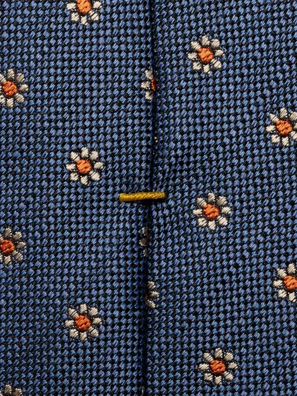 Eton Floral Silk-linen Tie - Dark Blue