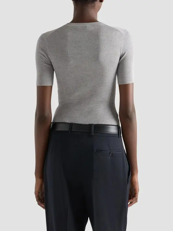 Prada Silk Crewneck Sweater With Logo