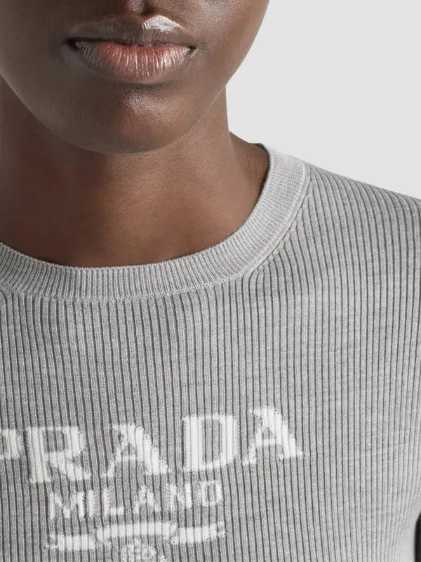 Prada Silk Crewneck Sweater With Logo