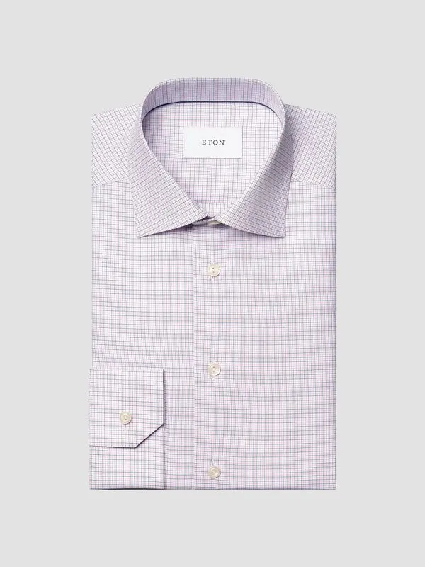 Eton Micro-check Slim-fit Cotton Twill Shirt