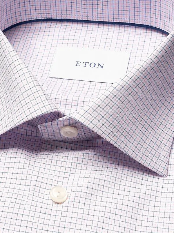Eton Micro-check Slim-fit Cotton Twill Shirt
