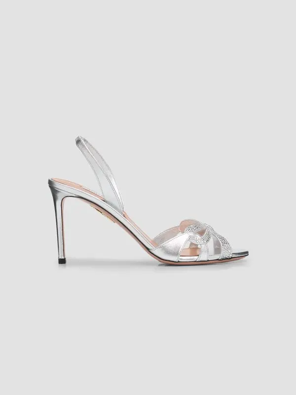 AQUAZZURA Ribbon Kiss 85mm Slingback Sandals - Silver