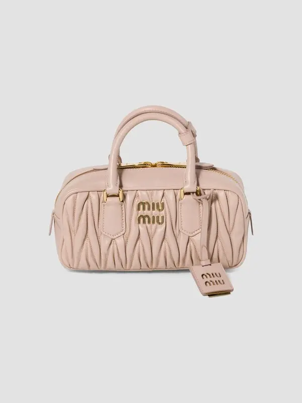 Miu Miu Arcadie Matelassé Nappa Leather Top Handle Bag - Beige