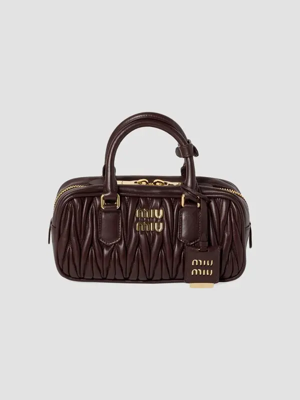 Miu Miu Arcadie Matelassé Nappa Leather Top Handle Bag - Dark Red
