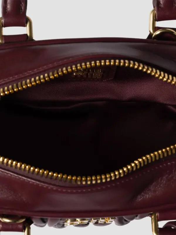 Miu Miu Arcadie Matelassé Nappa Leather Top Handle Bag - Dark Red