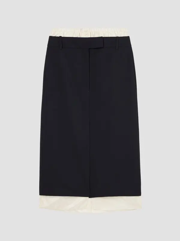 RÓHE Boxer Detail Virgin Wool-mohair Midi Skirt - Navy