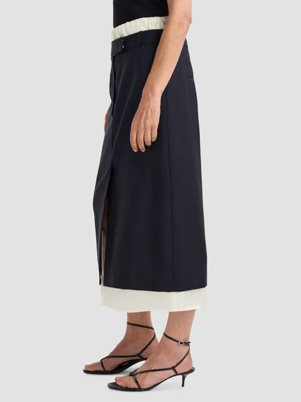 RÓHE Boxer Detail Virgin Wool-mohair Midi Skirt - Navy