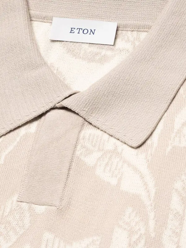 Eton Jacquard Knit Polo Sweater