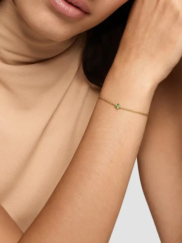 David Yurman Micro Chatelaine Chain Bracelet In 18k Yellow Gold - Peridot