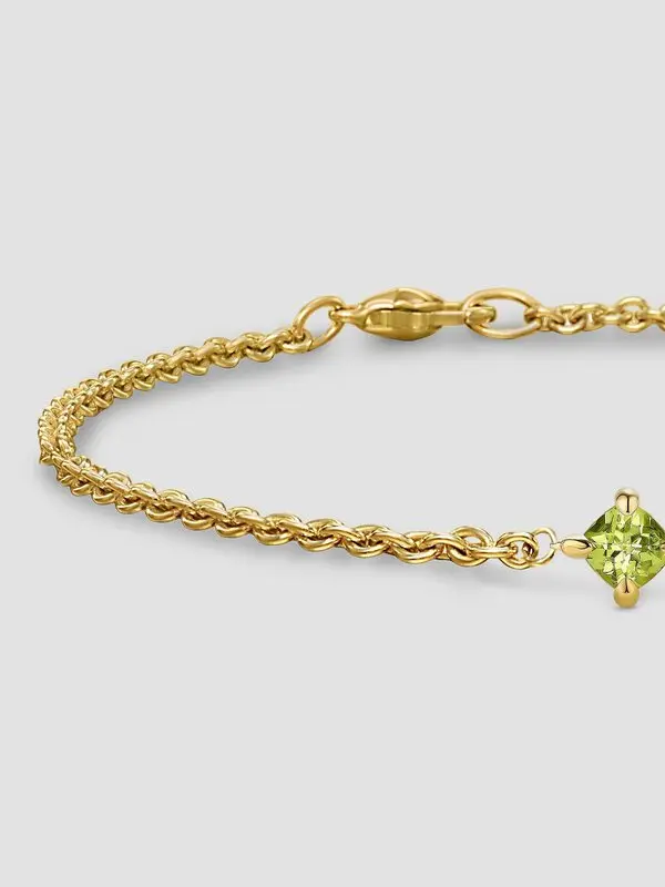 David Yurman Micro Chatelaine Chain Bracelet In 18k Yellow Gold - Peridot