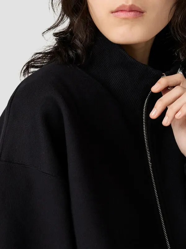 Miu Miu Cotton Fleece Zipper Sweatshirt - Black