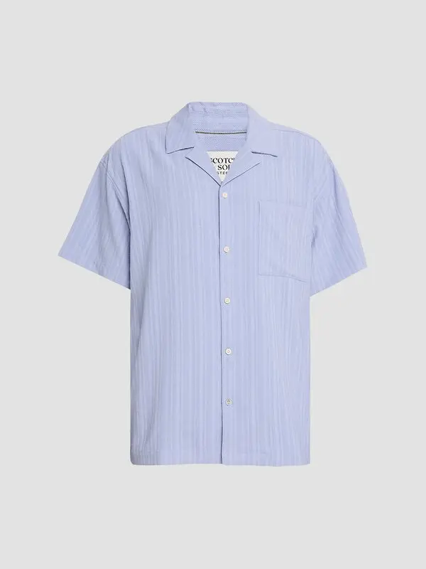 Scotch & Soda Textured Striped Chest-pocket Short-sleeve Shirt