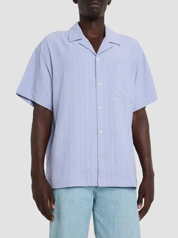 Scotch & Soda Textured Striped Chest-pocket Short-sleeve Shirt