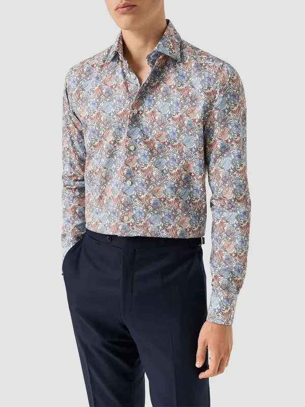 Eton Slim-fit Floral Twill Shirt - Red