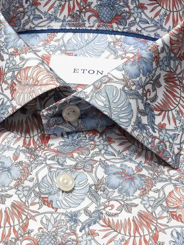 Eton Slim-fit Floral Twill Shirt - Red