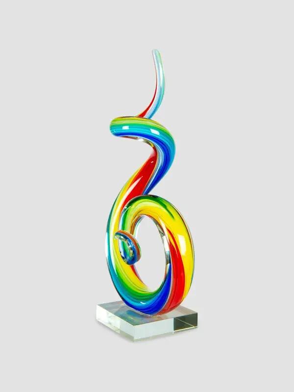 DALE TIFFANY Rainbow Spiral Handcrafted Art Glass Sculpture