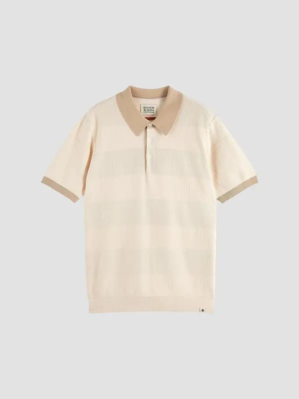 Scotch & Soda Textured Cotton Knit Polo Shirt