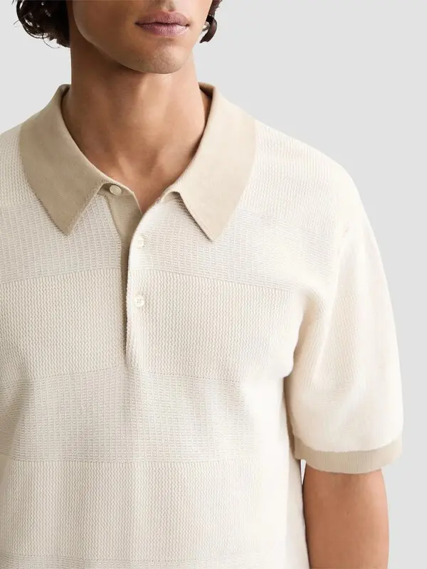 Scotch & Soda Textured Cotton Knit Polo Shirt