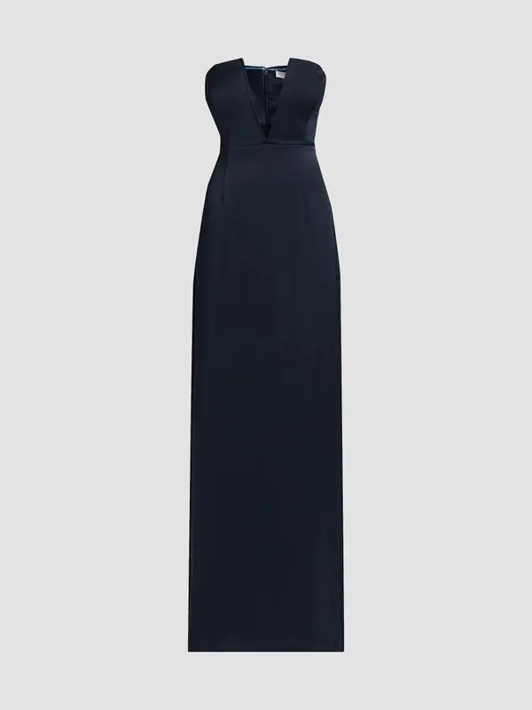 Ramy Brook Raquel Strapless V-neck Column Gown - Navy