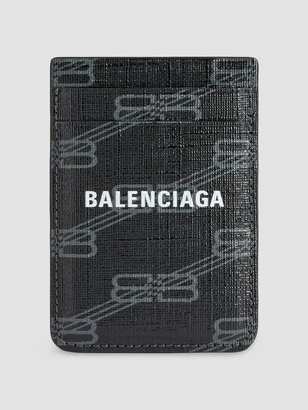 Balenciaga Bb Signature Magnet Card Holder - Black