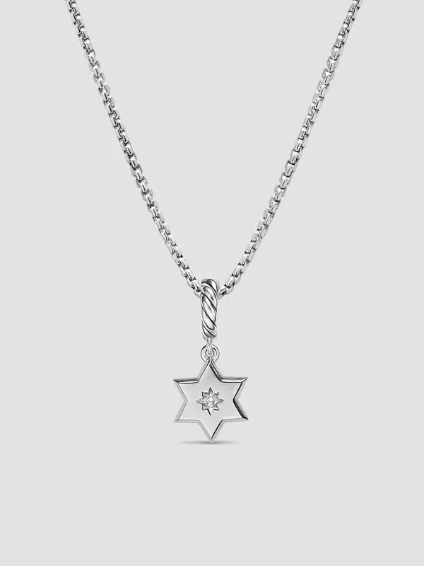 David Yurman Petite Star Of David Amulet In Sterling Silver With 7.7mm - Diamond