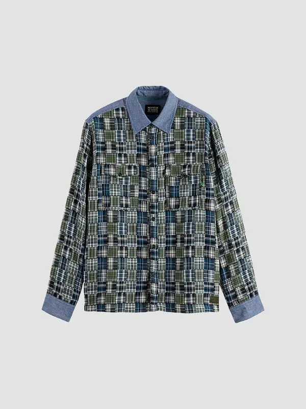 Scotch & Soda Patchwork Flannel Relaxed-fit Button-front Shirt