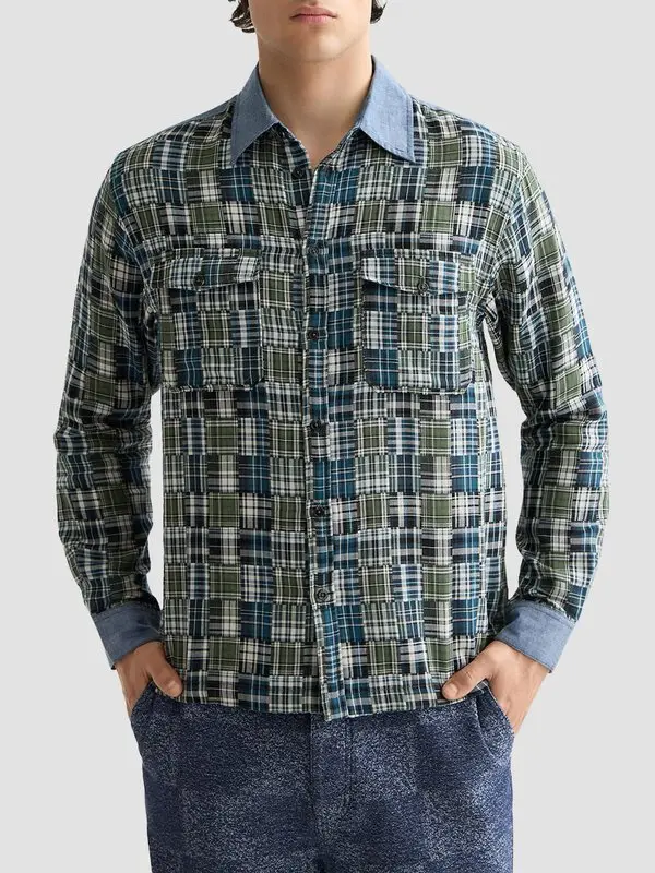 Scotch & Soda Patchwork Flannel Relaxed-fit Button-front Shirt